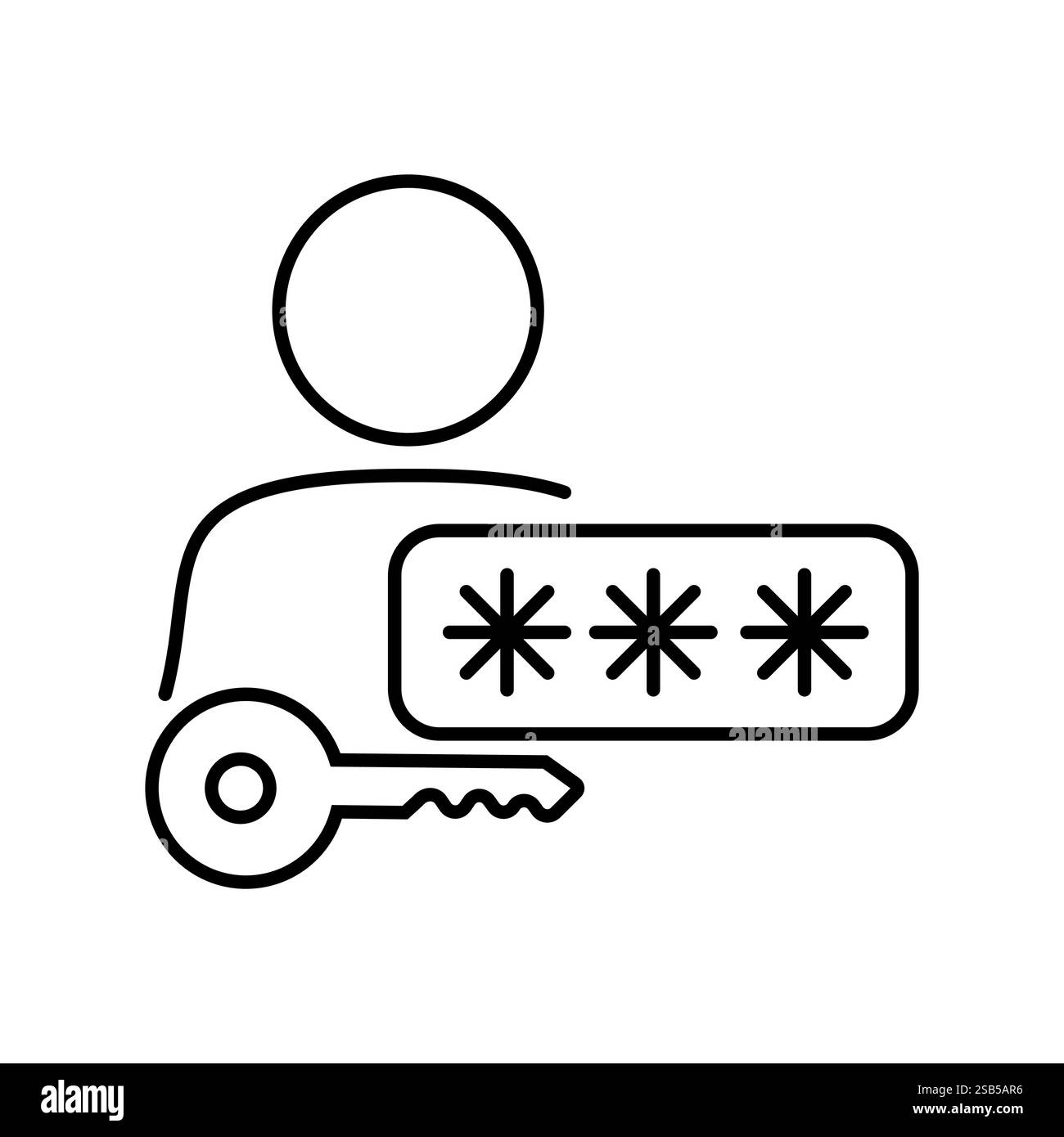 A minimalist depiction of a person next to a password representation ...