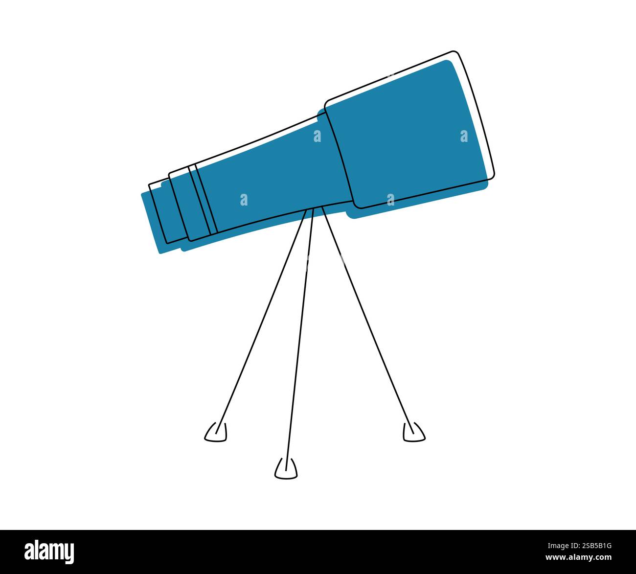 A detailed drawing of a telescope, shown isolated on a white background ...
