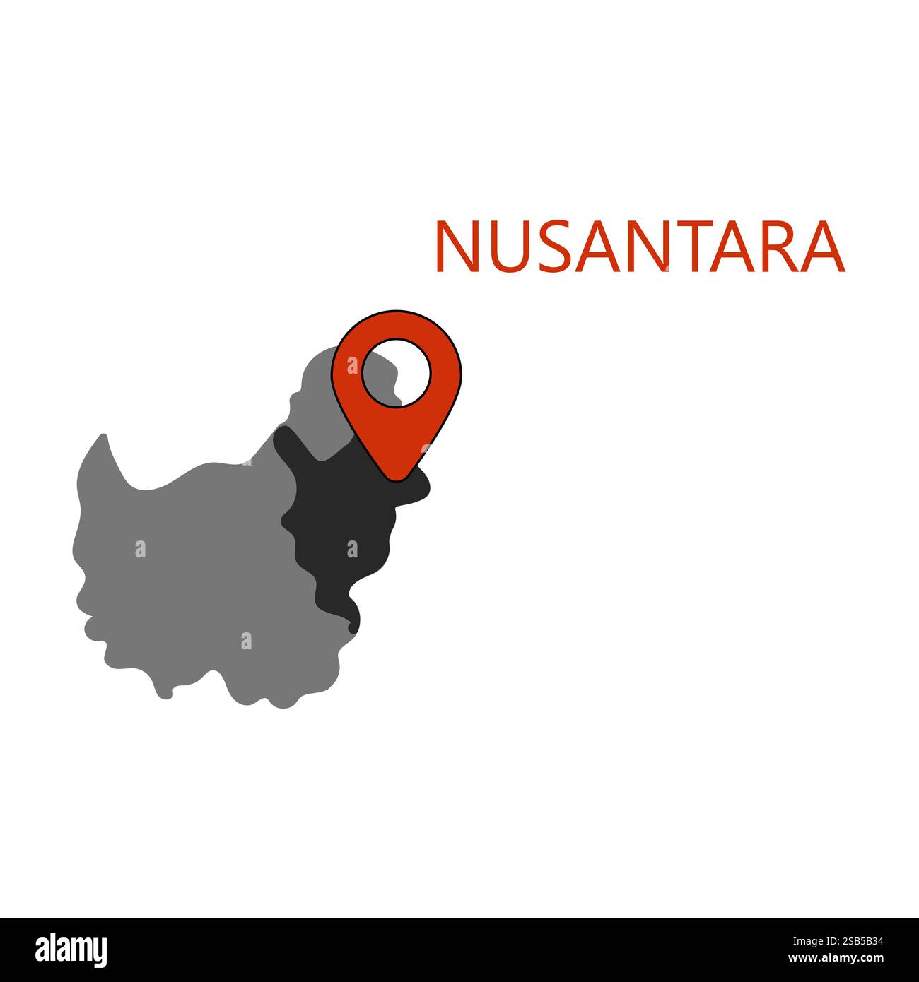A map of Indonesia with a pin indicating the location of Nusantara, the ...