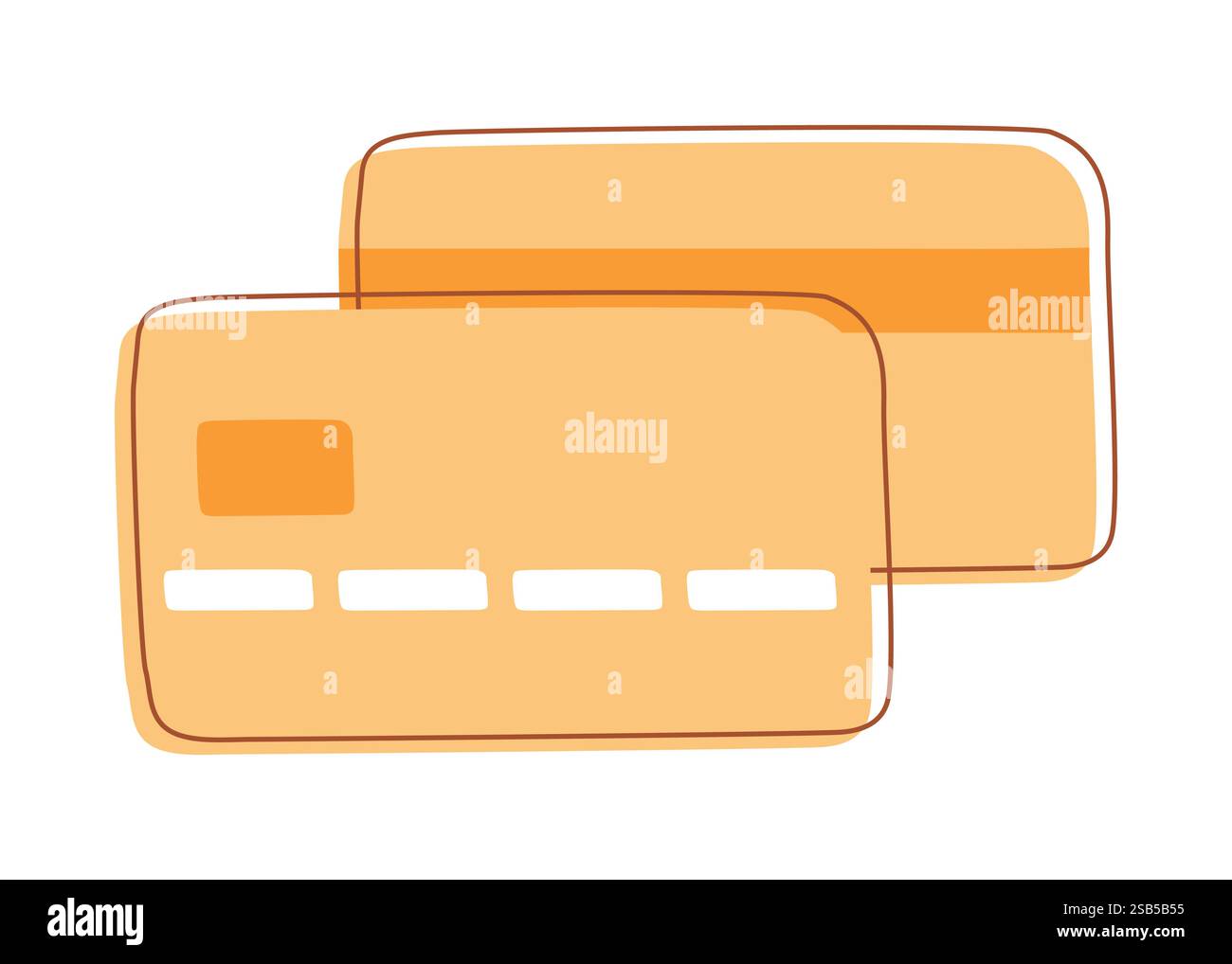 Two orange credit cards placed side by side on a surface Stock Vector ...