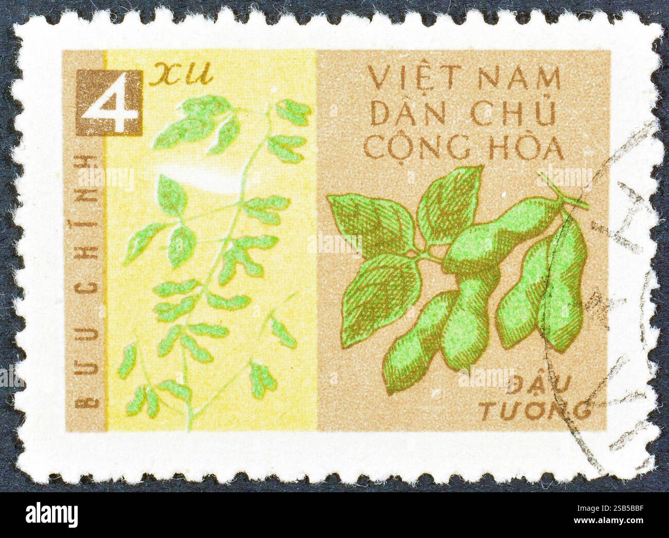 Cancelled postage stamp printed by Vietnam, that shows Haricot beans ...