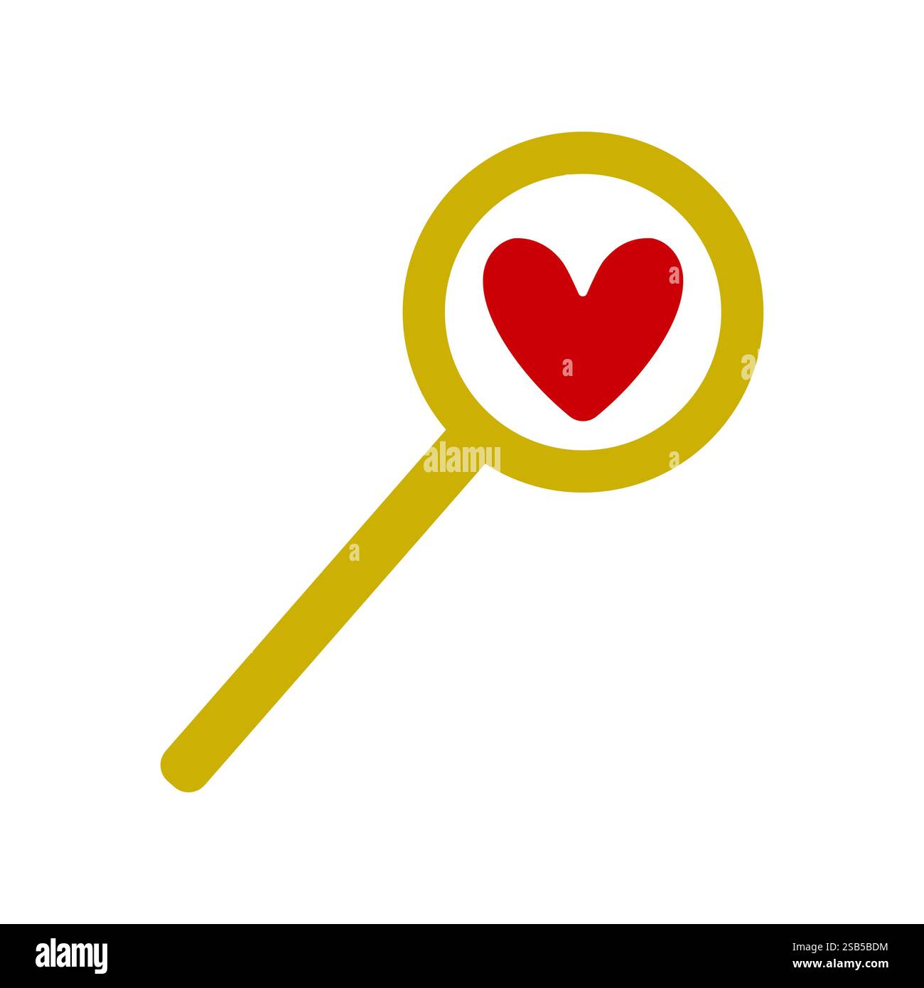 A magnifying glass with a heart symbol inside represents the quest for ...