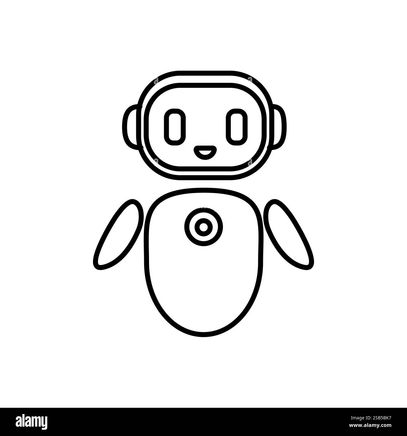 A cartoon robot with a friendly expression and rounded features stands ...
