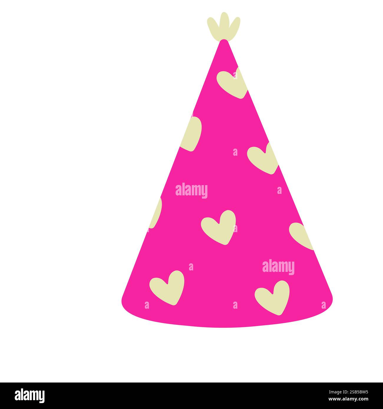 Bright pink party hat adorned with heart patterns, ideal for birthdays ...