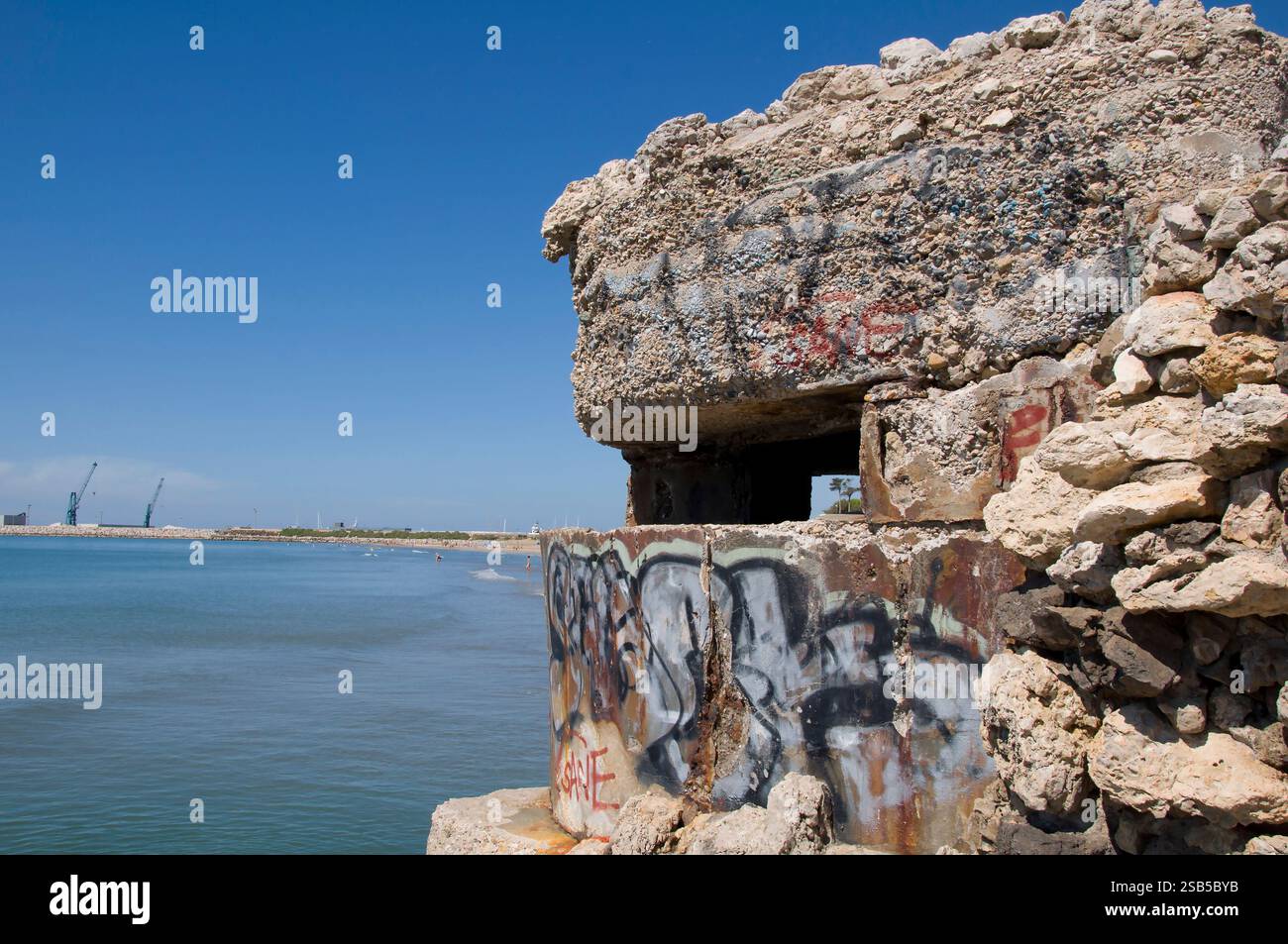 Ruined machine gun nest from the spanish civil war in the beach ...