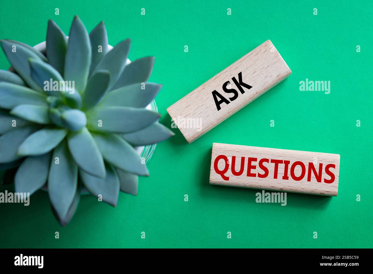 Ask Questions symbol. Wooden blocks with words Ask Questions. Beautiful ...