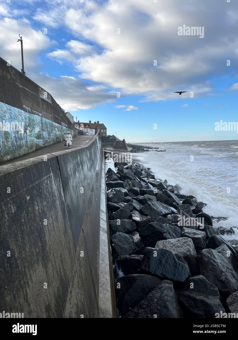 sea wall and coastal defence against the north sea, sheringham, north ...