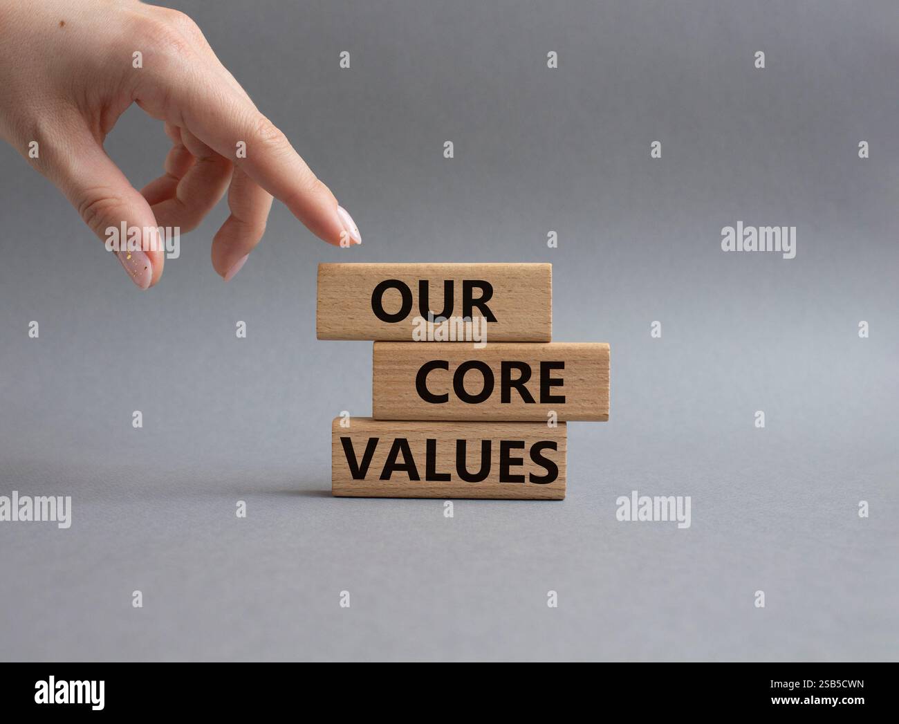 Our core values symbol. Concept words 'Our core values' on wooden ...