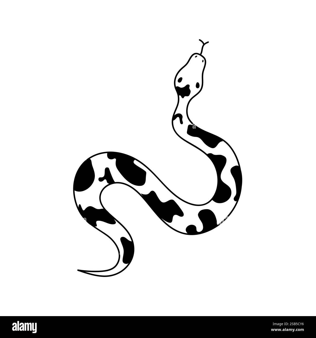 Celestial element. Magic snake with moon, star, crescents. Cute boho ...