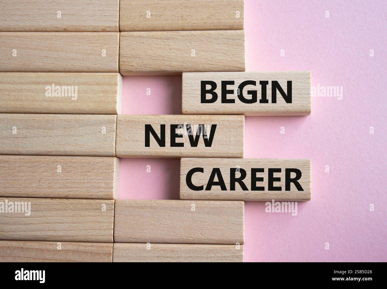 Begin new career symbol. Concept word Begin new career on wooden blocks ...