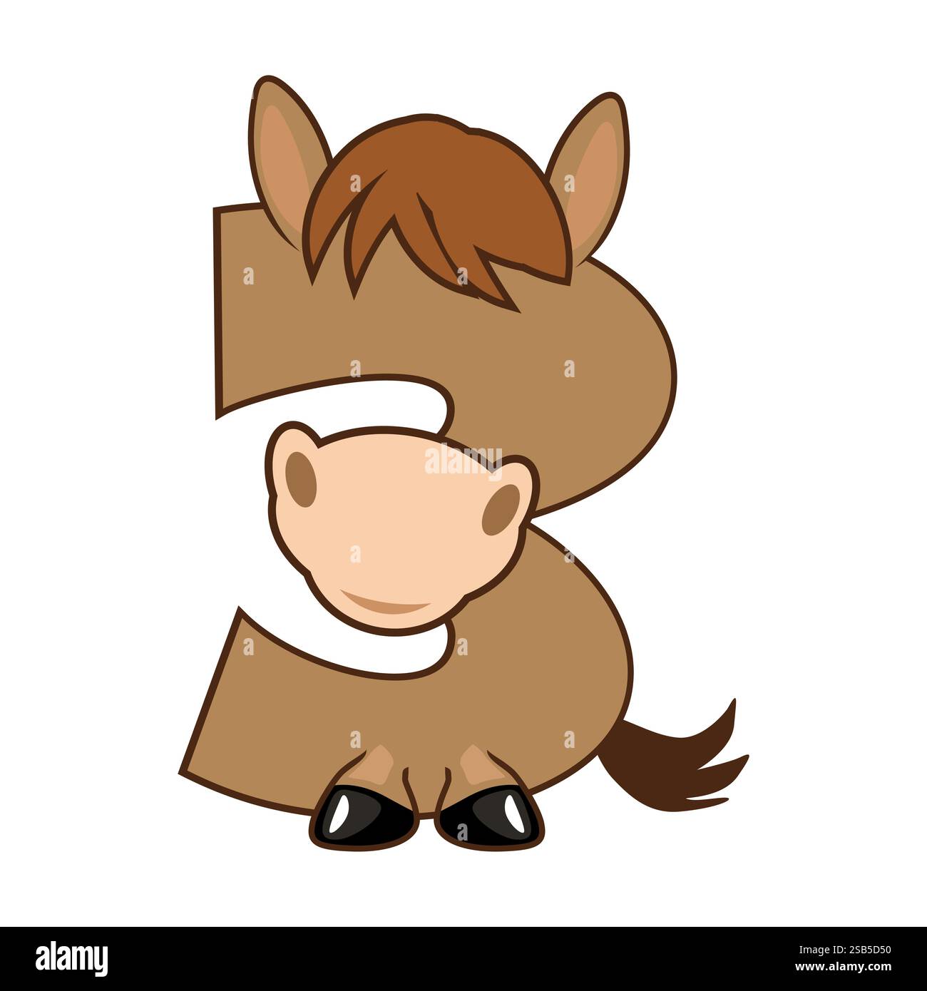Funny Character Horse Number 3, figure Three. Cartoon of number with a ...