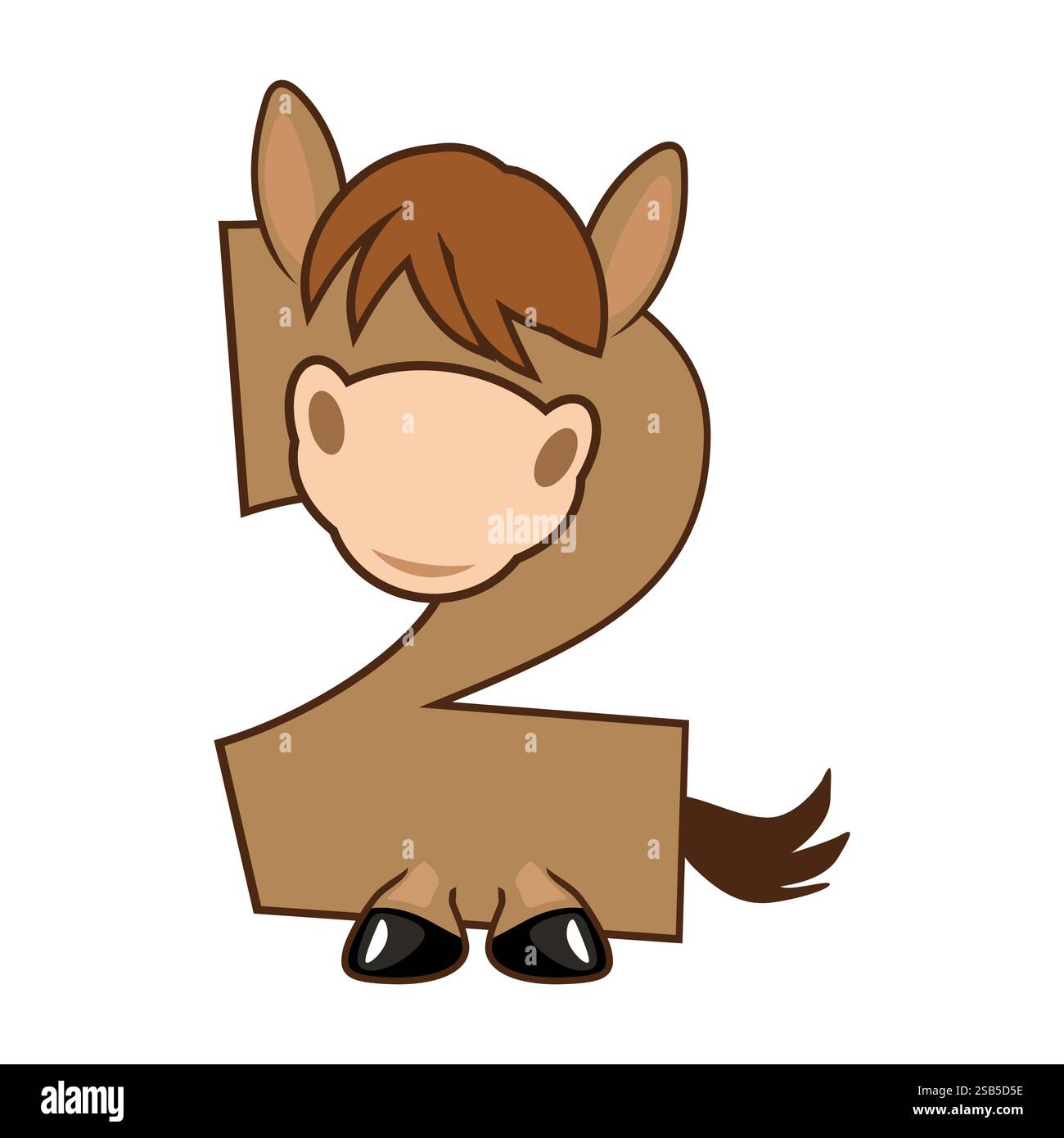 Funny Character Horse Number 2, figure Two. Cartoon of number with a ...