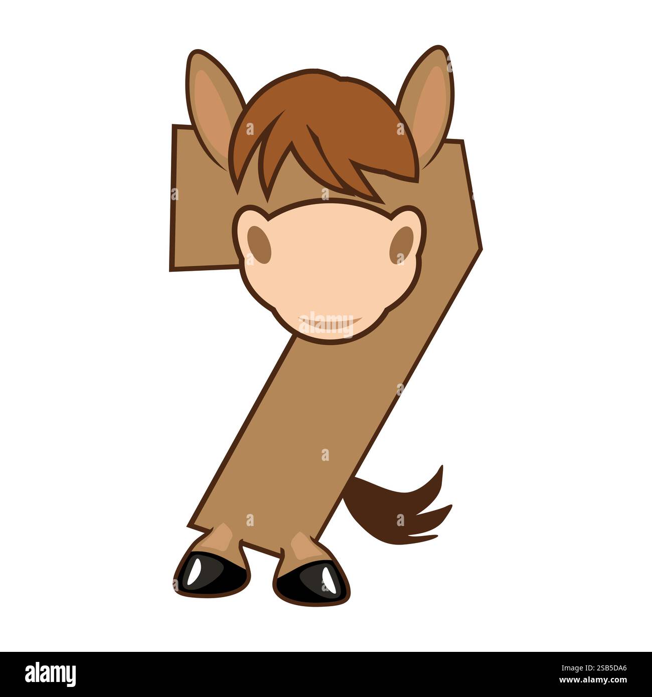 Funny Character Horse Number 7, figure Seven. Cartoon of number with a ...