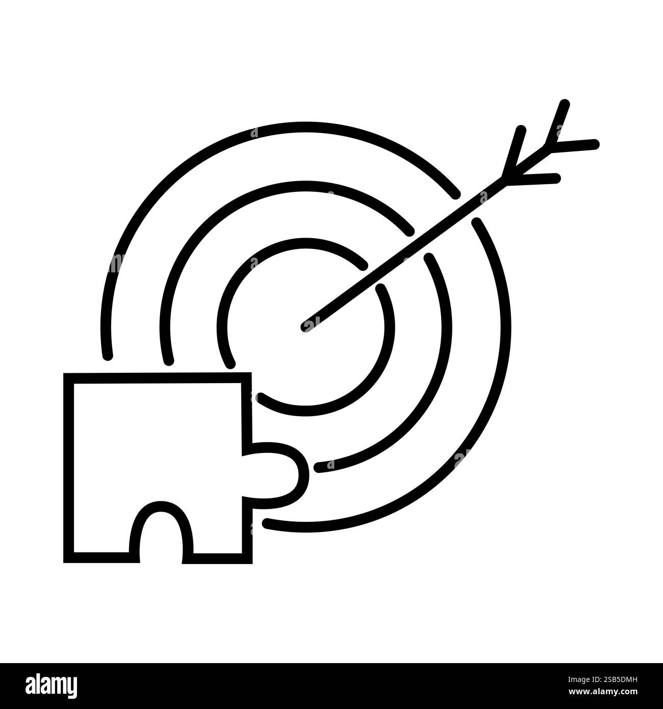 A puzzle piece is shown next to a target with an arrow in the center ...