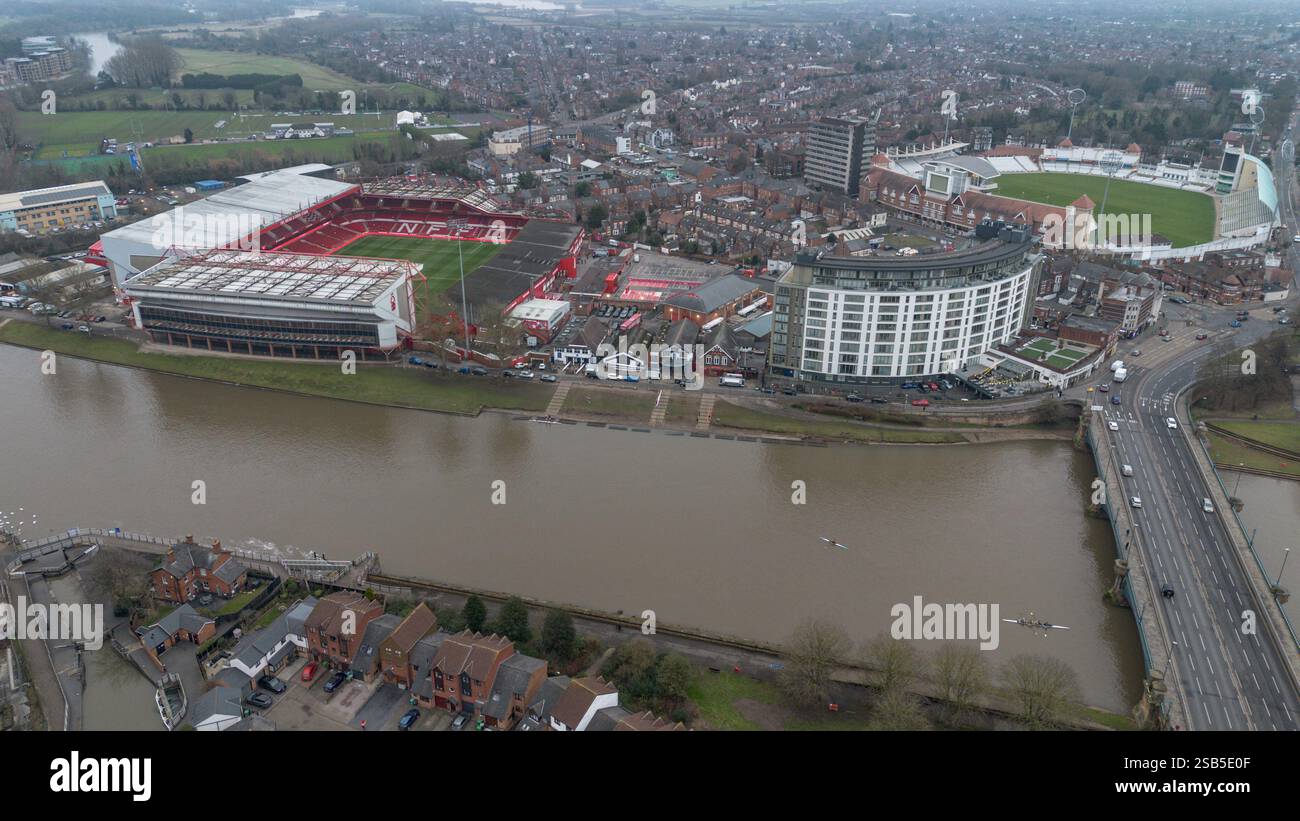 An aerial view of City Ground during the Premier League match ...