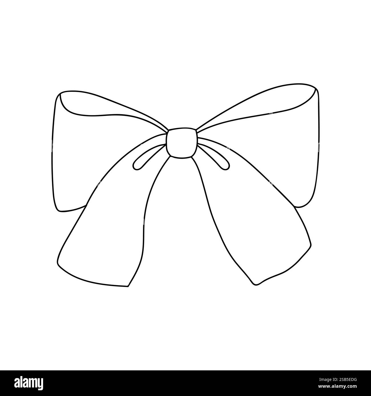 A simple black and white line drawing of a bow, drawn by hand. The bow ...