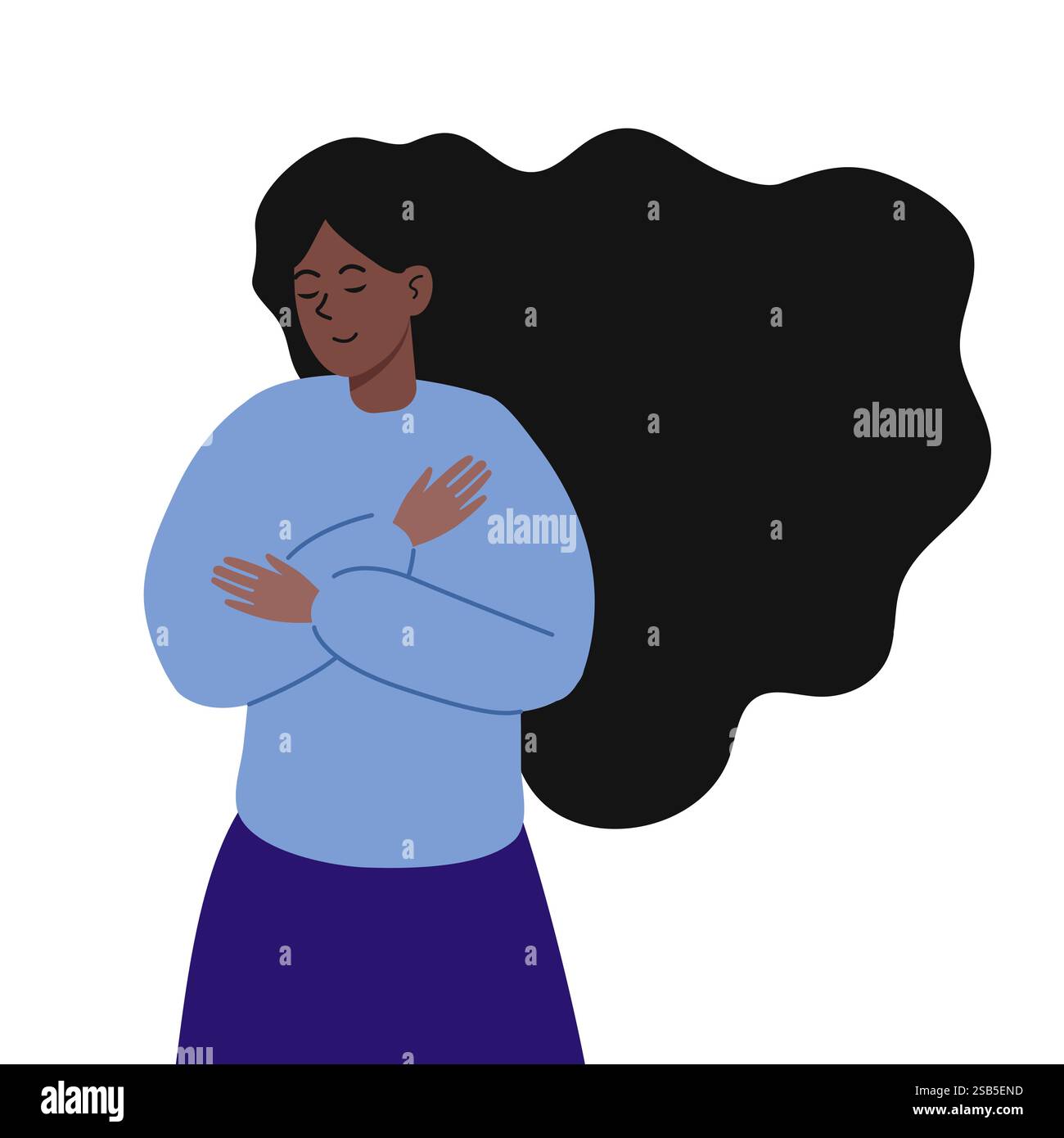 Woman smiling eyes closed embracing Stock Vector Images - Alamy