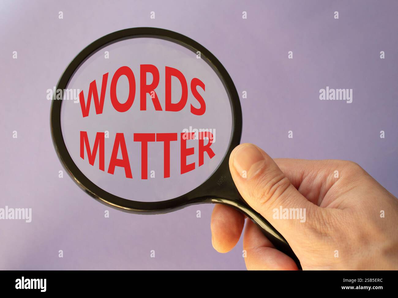 Words Matter symbol. Magnifying Glass with Concept word Words Matter ...