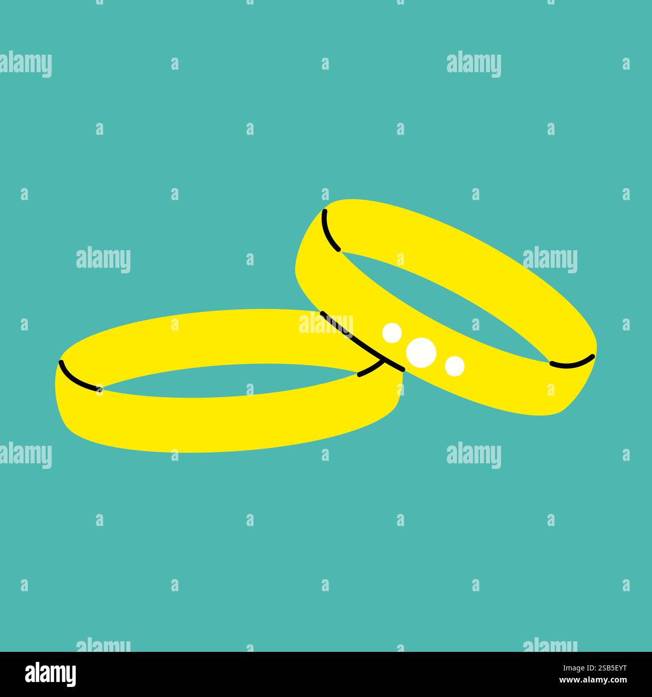 Two simple gold wedding bands with a single diamond on the top band ...