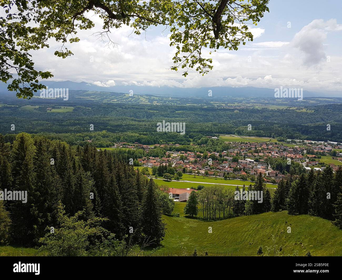 Panorama view from Hohenpeissenberg, Bavaria, Germany in summertime ...