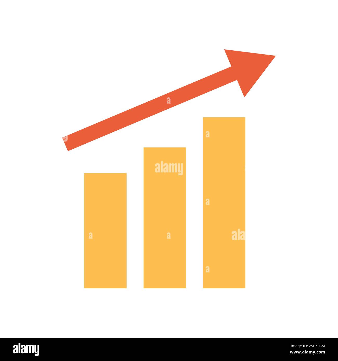 A bar chart showing an upward trend with an arrow pointing upwards, indicating a positive growth ...