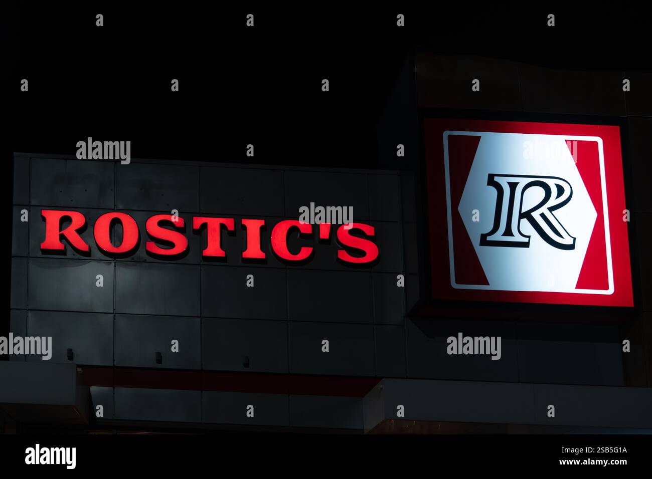 January 3, 2025 Krasnoyarsk Russia. The Rostics logo is a fast food ...