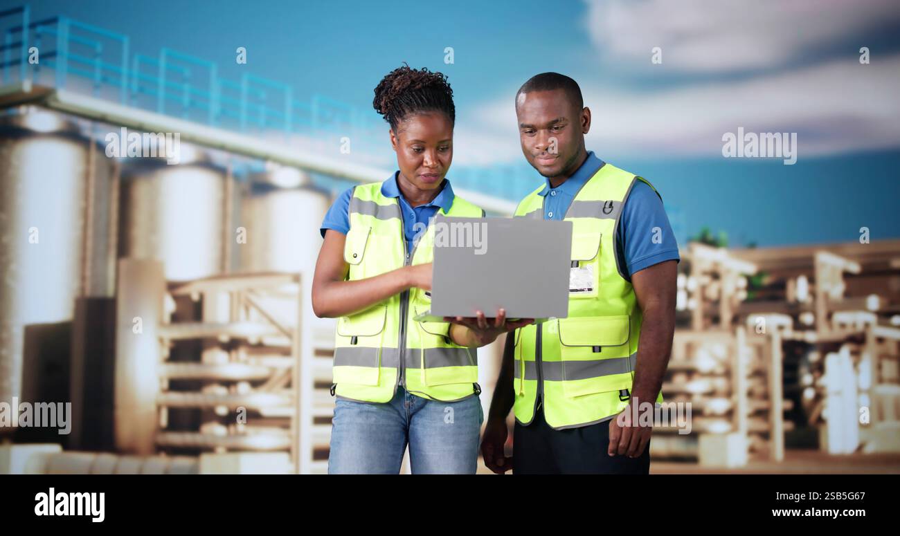 Silo Industrial Facility Managers At Work. Safety Inspector Stock Photo ...