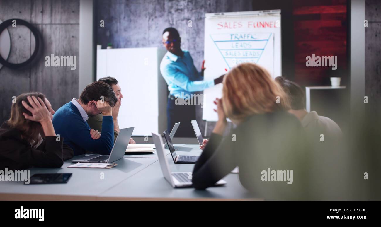 Sleeping Businessmen During Long, Boring Online Video Conference ...