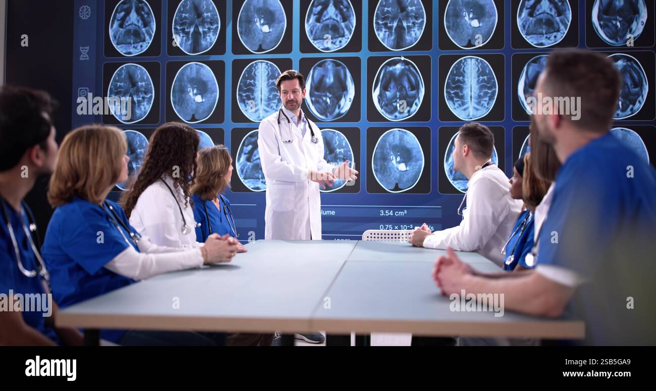 Medical Team Analyzing Brain MRI Scan for Neurological Diagnosis Stock ...