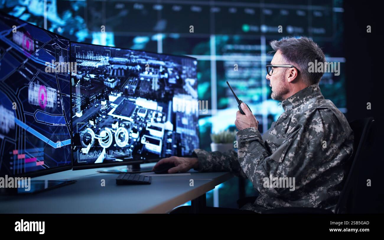 Air Reconnaissance Technology On Computer. World Map Data And Field ...