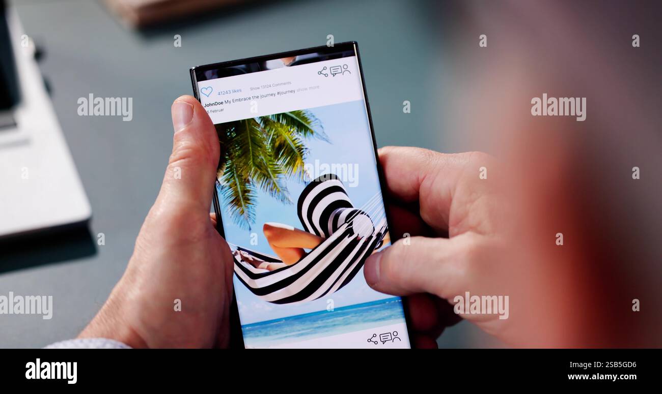 Swiping And Scrolling Content On Online Social Media Network Stock ...
