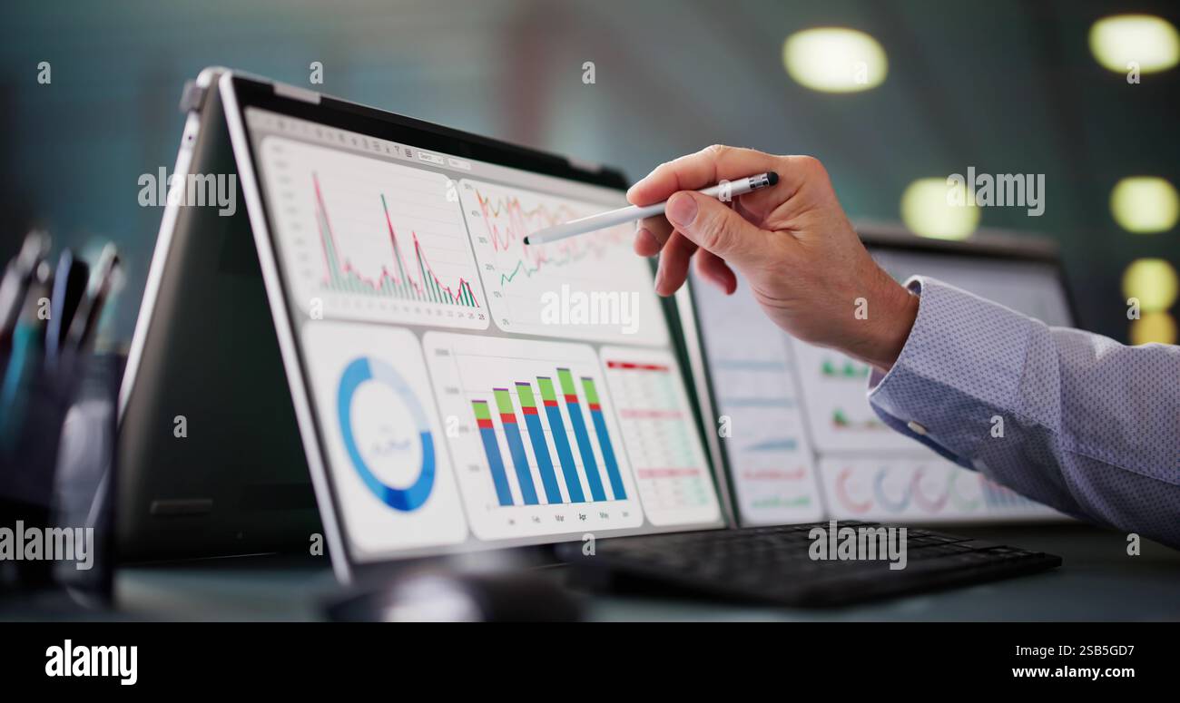 Data Analyst Using Data Analytics KPI Dashboard Stock Photo - Alamy