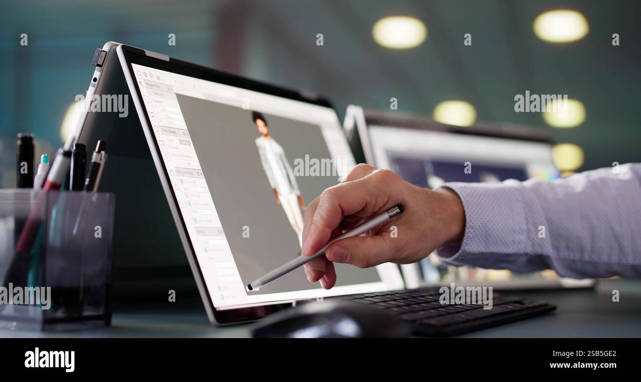 Character Software Design On Computer. 3d model Graphic Modeling And ...