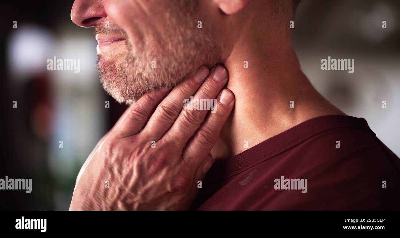 Neck And Throat Pain From Laryngitis Disease Stock Photo - Alamy