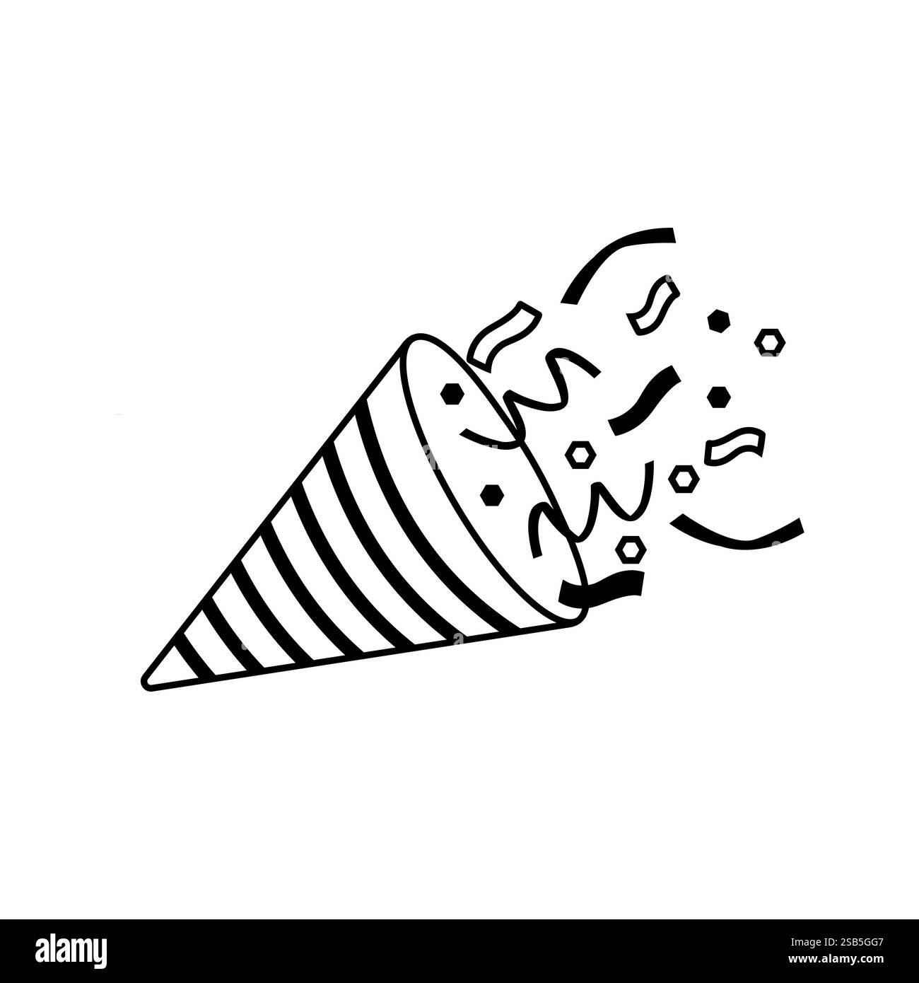 Colorful confetti explodes from a striped party hat, symbolizing joy ...