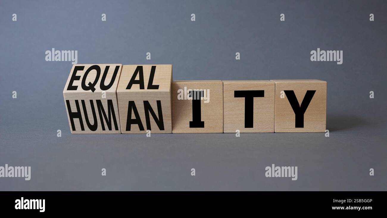 Equality and Humanity symbol. Turned cubes with words Equality and ...