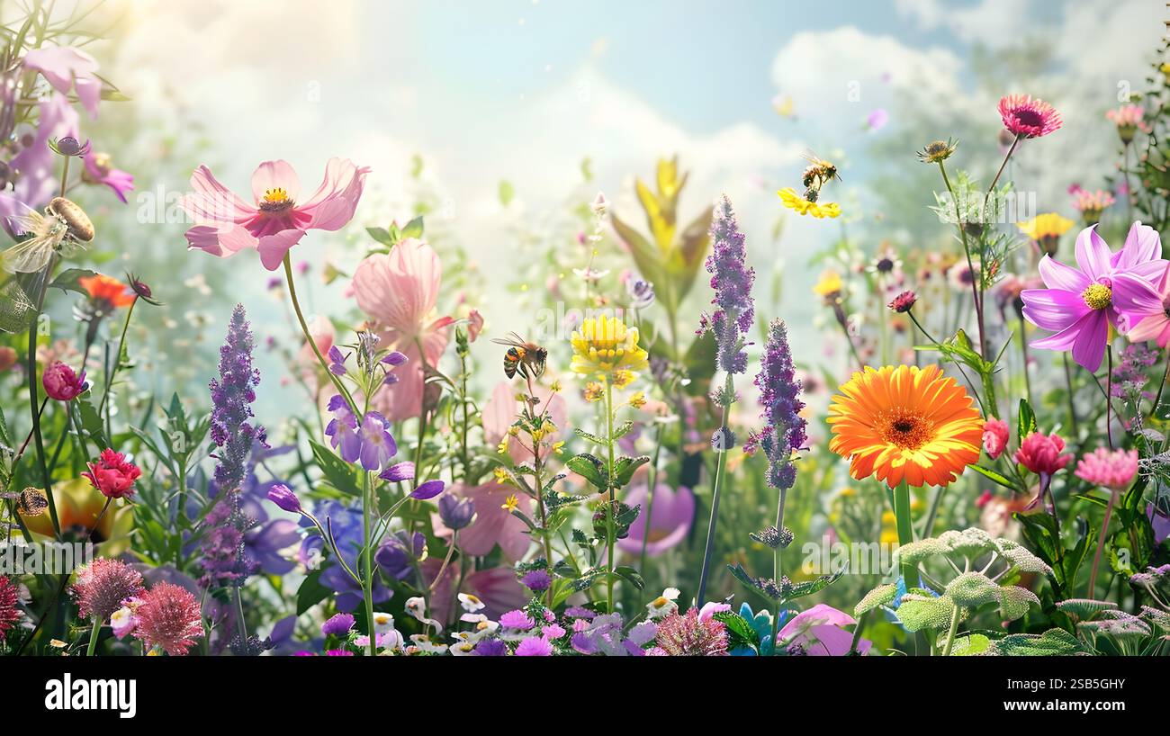 This stunning image captures a lush,thriving garden scene A variety of ...