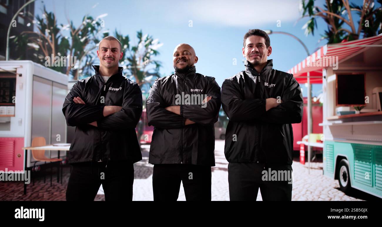 Security Guard Ensures Event Safety With His Diverse Group Stock Photo ...