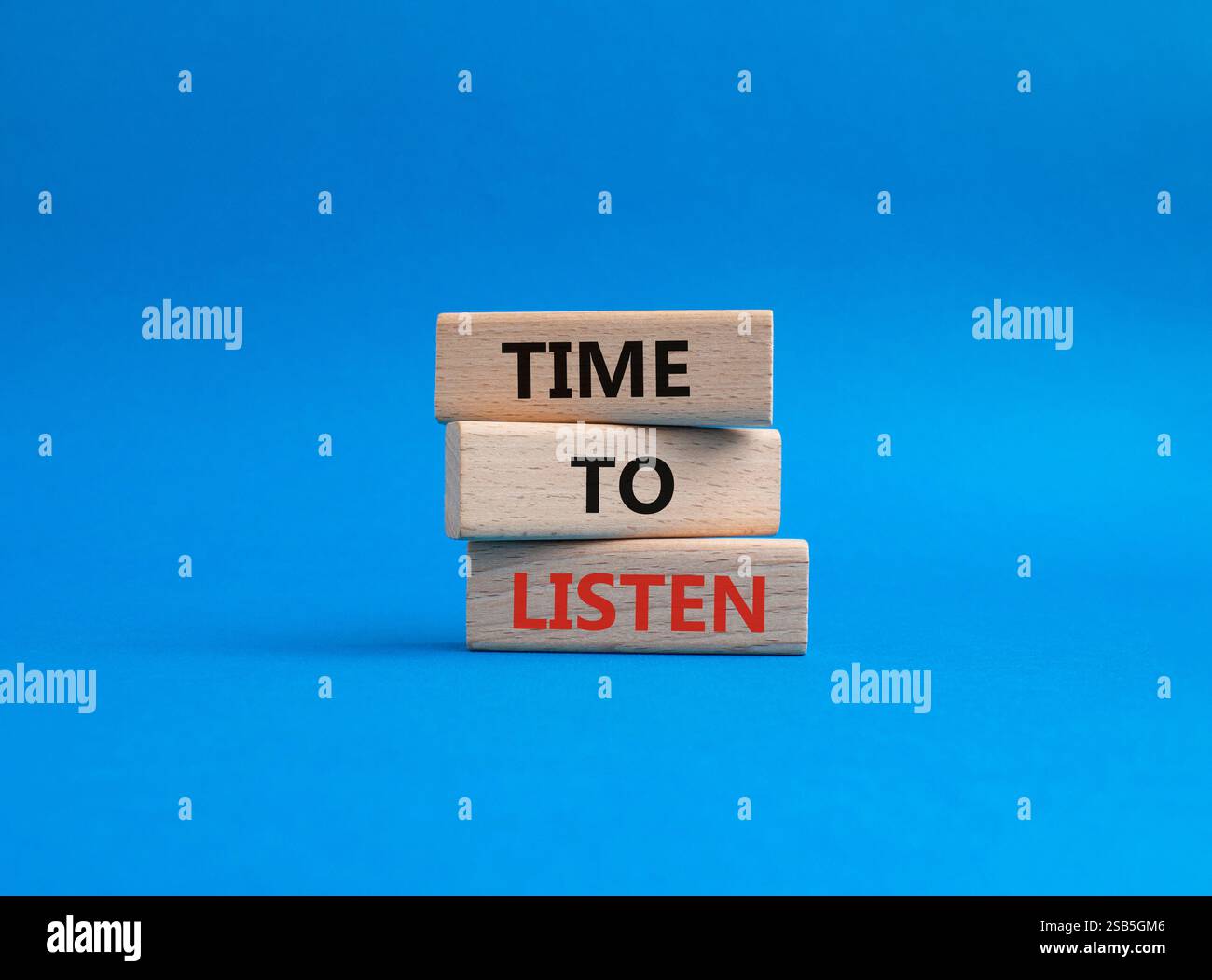 Time to listen symbol. Wooden blocks with words Time to listen ...
