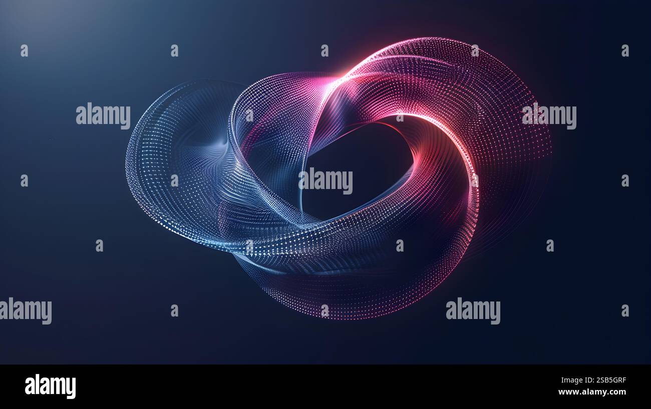 This visually captivating image features a sleek,holographic torus ...