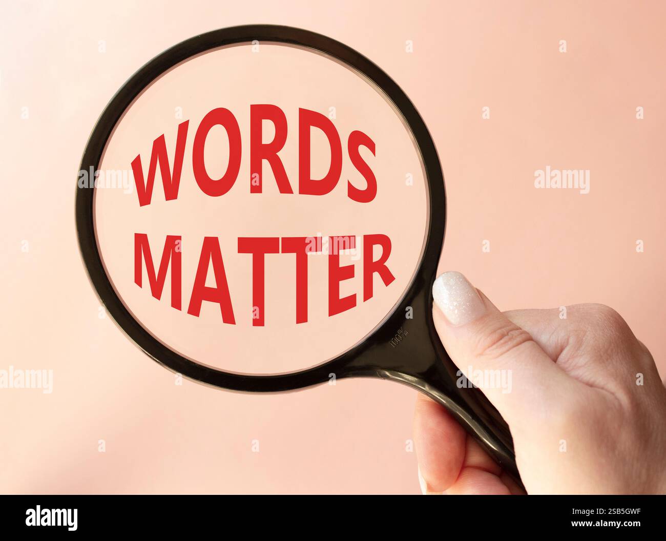Words Matter symbol. Magnifying Glass with Concept word Words Matter ...