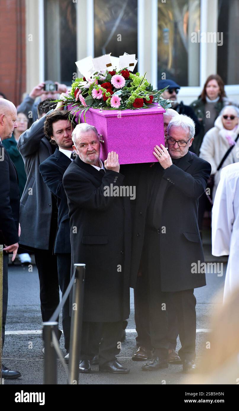 The coffin arrives at St. Paul's Church in Blackpool for the funeral of ...