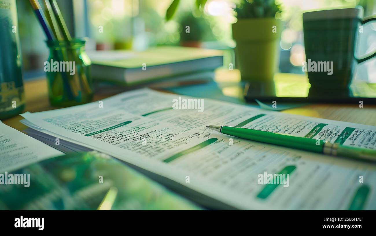 This image depicts an open annual sustainability report laid out on a ...