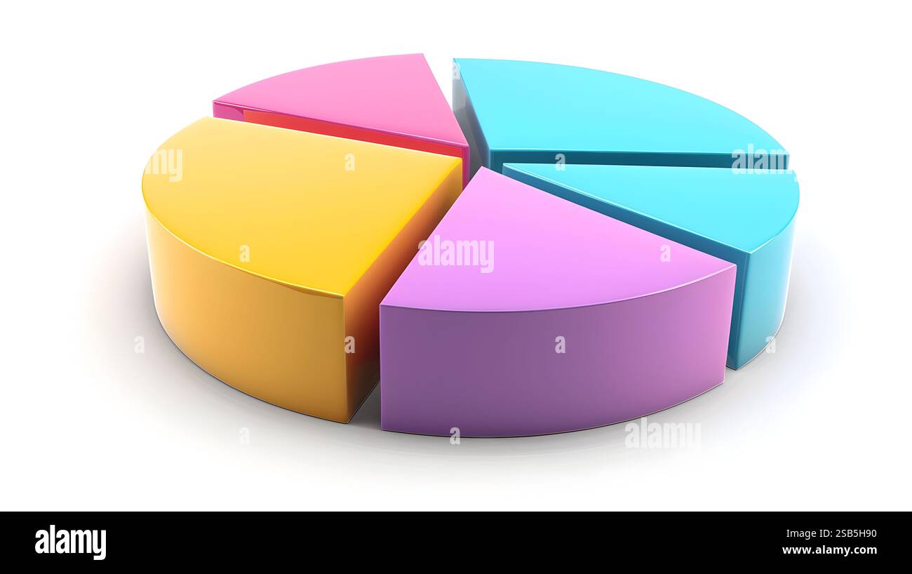 A vibrant 3D pie chart icon displaying various colored segments ...