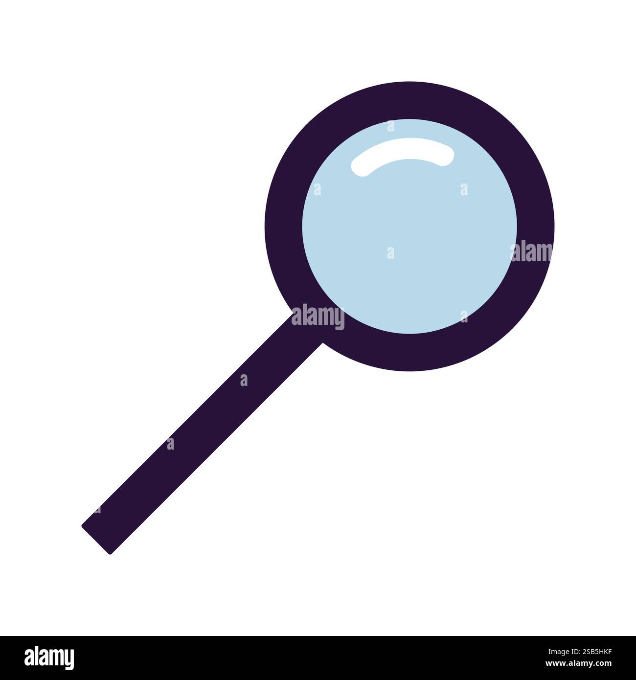 A magnifying glass positioned on a plain white background, creating a ...