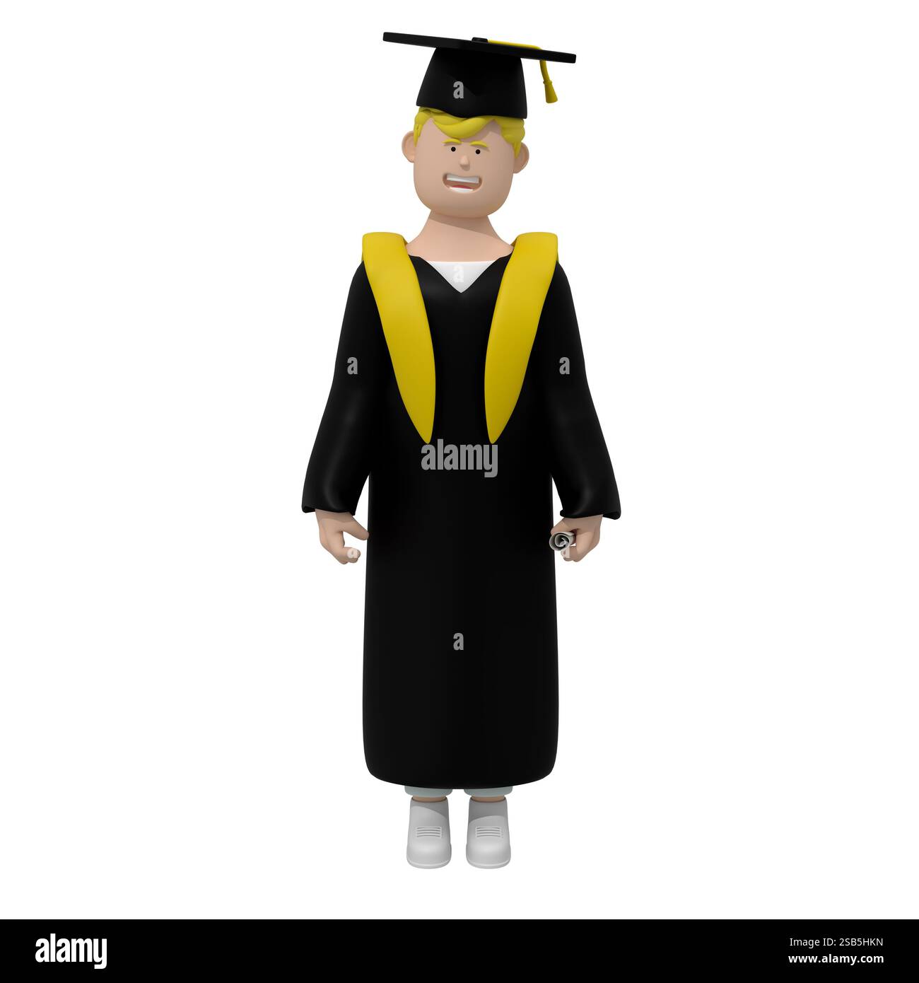 Guy wearing graduation clothes and a hat, holding graduation paper ...