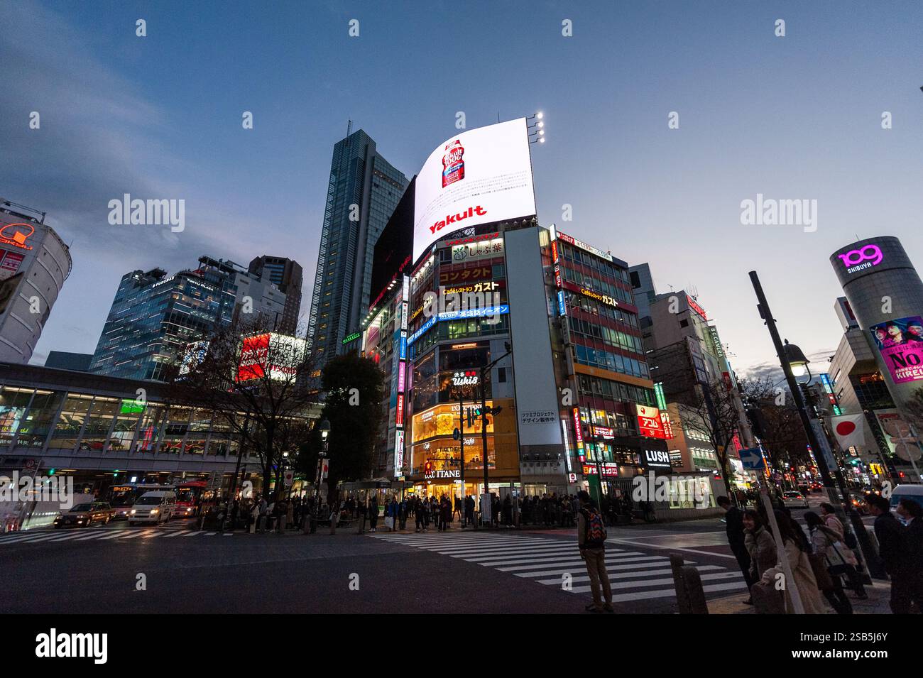 Tokyo, Japan - January 9, 2020. Exterior of the busy streets of Tokyo ...