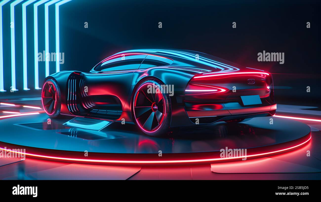 This sleek, ultra-modern electric car boasts aerodynamic curves and ...