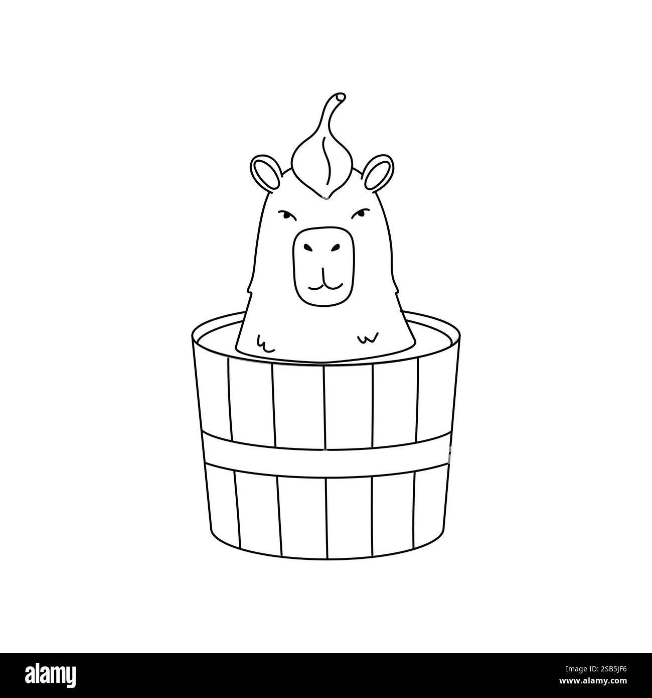 A line drawing of a capybara with its head and shoulders submerged in a ...