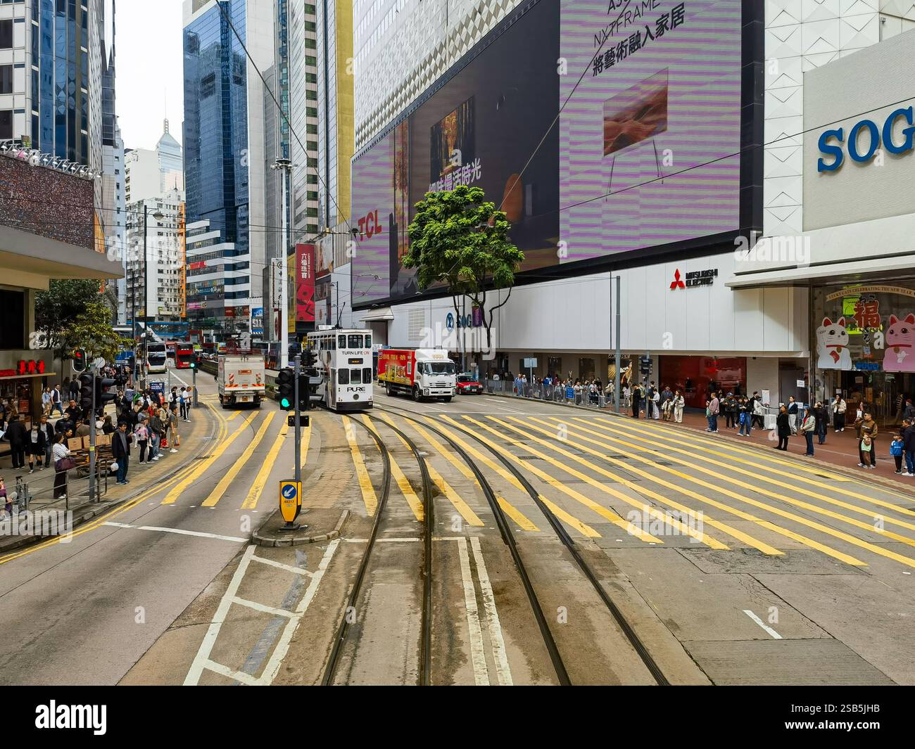 Hong Kong, China - February 01, 2025 : A Hong Kong tram glides along ...